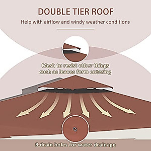 Outsunny 9.8' x 9.8' Gazebo Replacement Canopy, Gazebo Top Cover with Double Vented Roof for Garden Patio Outdoor (TOP ONLY), Coffee