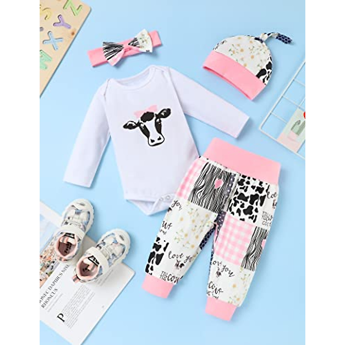 itkidboy Newborn Baby Boy Girl Clothes Long Sleeve Romper,Pants Cute Hat 3pcs Outfit Set