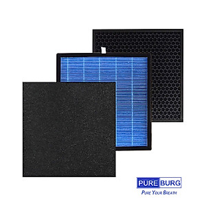 PUREBURG Replacement True HEPA Filter Kit Compatible with Okaysou Airmax 10L Pro & Aiibot Aiibot-A300 also Compatible with SimPure HP3-A Air Purifier,H13 4-Stage Filtration Air Clean Dust VOCs,2-Pack