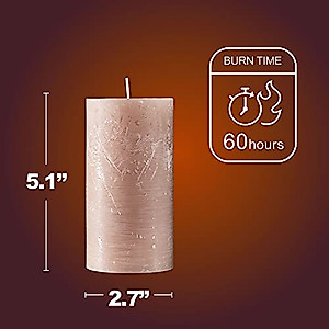 SPAAS Rustic Beige Pillar Candles - 2.7" X 5" Decorative Candles Set of 4 - Clean Burning and Dripless Unscented Rustic Pillar Candles for Home Decorations, Party, Weddings, Spa, Restaurant