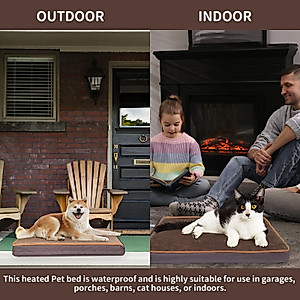 NAMOTEK Outdoor Heated Pet Bed for Cats Dog in Winter with Orthopedic Foam Base Auto Constant Temperature Electric Heating Pad & Waterproof Liner for Dog House Cabin Cot Doorway(19.7"Lx15.7"Wx1.7"Th)