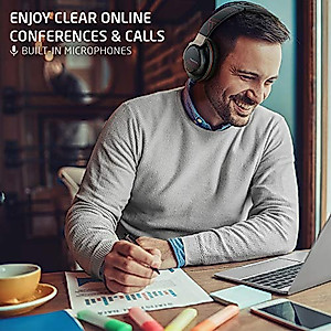 Bluetooth Headphones, PowerLocus Bluetooth Headphones Over-Ear, Passive Noise Cancelling Headphone with Microphone, 70Hrs Playtime, Foldable Wireless Headphones,Hi-Fi Deep Bass for Work,Home Office,PC