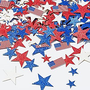 Winnwing Independence Day Patriotic American Flag with Glitter Star Table Scatter Confetti Decor for 4th of July National Memorial Presidents Birthday Party Blue,white,red