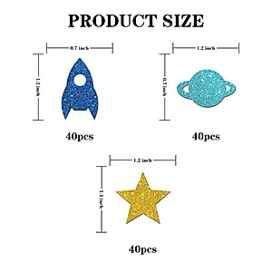 Space Theme Birthday Confetti Glitter, Rocket Star Space Table Confetti, Baby Shower Paper Scatter, Children 1st 2nd 3rd Birthday Party Table Decorations Confetti, 120pcs