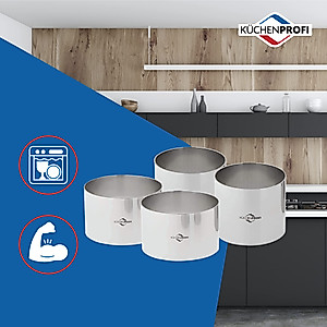 Küchenprofi Stainless Steel Cooking Rings, Set of 4 Forming Ring Molds, 2.5 Inches and 3 Inches