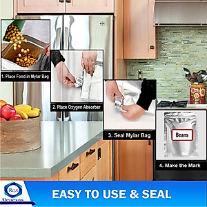 50 Pcs Mylar Bags For Food Storage With Oxygen Absorbers, Airtight Resealable Foil Pouches For Long Term Storage, Reusable ziplock Bags pack of 1 gallon(25pcs) and 1 quart(25pcs)