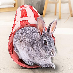 Tfwadmx Bunny Tunnel, Rabbit Tunnels and Tubes, Collapsible Hideaway Small Animal Activity Toys with 3 Grass Ball for Chinchillas Ferrets Guinea Pigs Gerbils Hamsters Rats, Size - 51 x 10 in