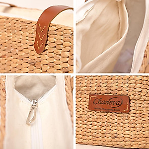 CM Comay Craft Water Hyacinth Bag 18 in, Straw Tote Bags For Women, Beach Bags For Women, Rattan Bag Oversized Beach Bag