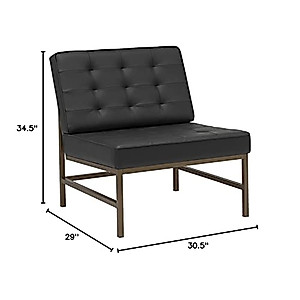 Studio Designs Home Ashlar Modern Metal Frame and Blended Leather Square Accent Chair, 250, Bronze/Black