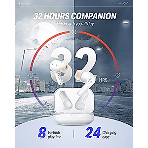 Donner Noise Cancelling Wireless Earbuds, Bluetooth 5.2 Earphones with 5 x EarTips, 4 Mic Clear Calls, 12mm Drivers, App for Custom EQ, 32H Playtime, Fast Charging, Transparency - Dobuds ONE,White