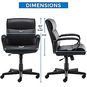MCQ Office Chair, PU Leather Computer Chair Low-Back Desk Chair with Adjustable Height/Armrests, Swivel Rolling Task Chair