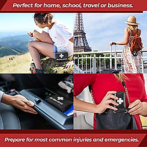 Compact 150 Piece First Aid Kit w/Carabiner, Emergency Blanket | Medical Survival Bag | Full of Supplies for Home, Office, Outdoors, Car, Camping, Travel