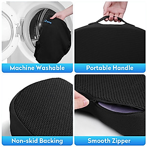 CushZone Seat Cushion Office Chair Cushions, Car Seat Cushion, Memory Foam Coccyx Cushion for Tailbone Pain Office Chair Car Seat Cushion, Sciatica, Coccyx, Lower Back Pain Relief (Black)