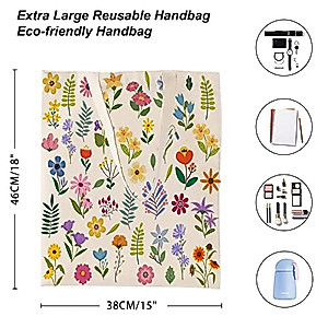 Canvas Shoulder Bag,Floral Tote Bag for Books,Birthday Inspirational Gifts for Kids Girls Women