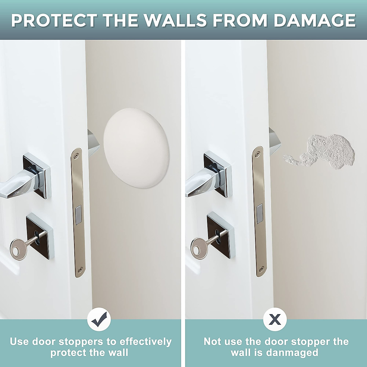 ROMZCPH Door Stopper Wall Protector 4PCS ,3.15" Large Door Handle Bumper, Silicone Wall Protectors from Door Knobs –The Home or Office (White)