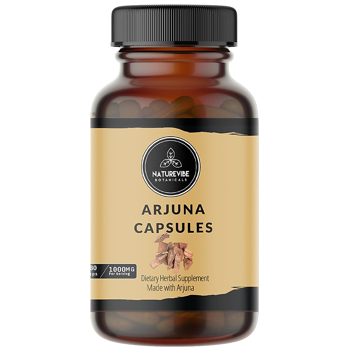 Naturevibe Botanicals Arjuna Capsules Premium 180 Veg Capsules | 1000mg Per Serving | Traditional Supplement | Made with Pure Herb Arjuna Powder