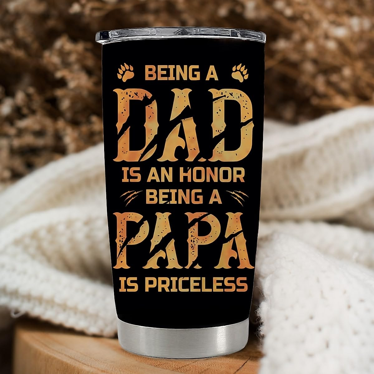 SANDJEST Dad Tumbler Gifts for Dad from Daughter, Son - Papabear American 20oz Stainless Steel Insulated Coffee Travel Mug Christmas, Birthday,Father's Day Gift - Papa Thermal