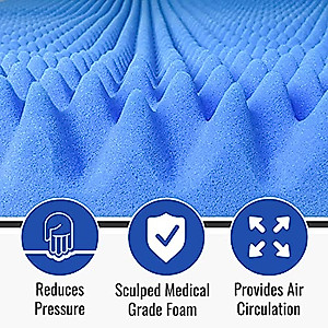DMI Foam Mattress Topper, Egg Crate Foam Pad, Mattress Pad and Bed Topper for Support, Air Circulation, Pressure Relief and Weight Distribution, Hospital Size Mattress, 33 x 72 x 3 (Pack of 2)