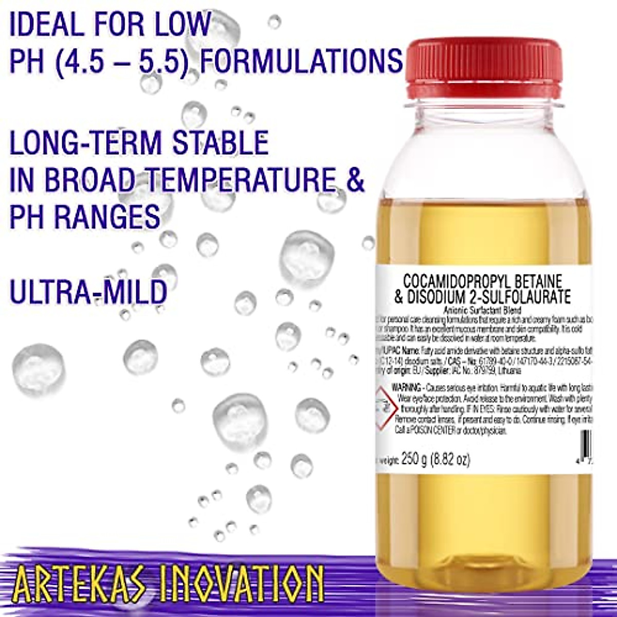 COCAMIDOPROPYL Betaine & DISODIUM 2-SULFOLAURATE - Ultra-mild, Cold Processable & Easy-to-Handle Surfactant Blend for Shampoo & Body Wash Formulations - Liquid - 250 g | 8.82 oz