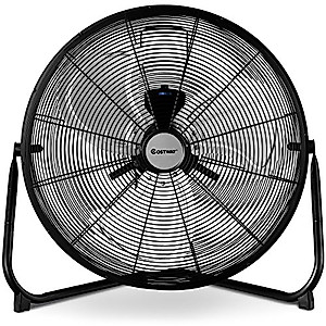 COSTWAY Floor Fan, 20-inch High Velocity Floor Fan with 360° Adjustable Tilt, 3-speed Adjustable, Heavy Duty Metal Industrial Floor Fan for Home Garage Warehouse Workshop Outdoor Indoor Use, Black