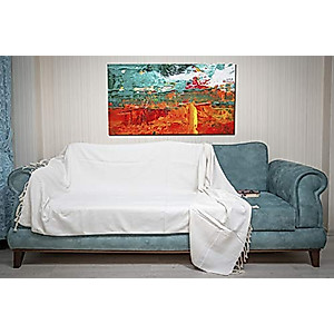 Bersuse 100% Cotton Milas XL Throw Blanket Turkish Towel - 60x90 Inches, White