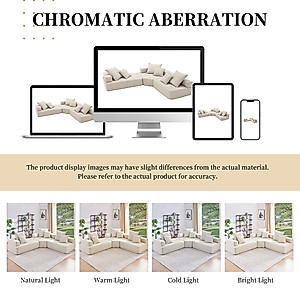 LUMISOL Oversized Modular U Shaped Sectional Sofa, Luxury Boucle Floor Couch Set, Convertible Sleeper Couch, Spacious Foam-Filled Sofa Bed for Living Room, 3 PC Free Combination, L Shaped, Beige