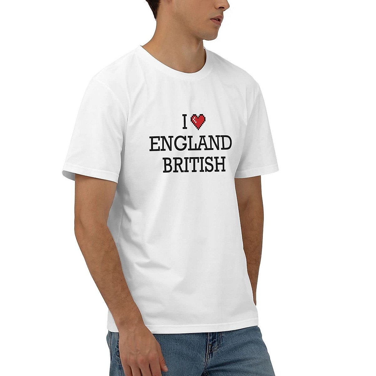 Abipuir Men's Funny T-Shirts I Love England British T Shirt Men's Novelty Shirts (Color : Colour, Size : Large)