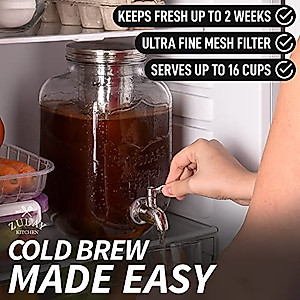 Zulay Kitchen 1 Gallon Cold Brew Coffee Maker with EXTRA-THICK Glass Carafe & Stainless Steel Mesh Filter - Premium Iced Coffee Maker, Cold Brew Pitcher & Tea Infuser