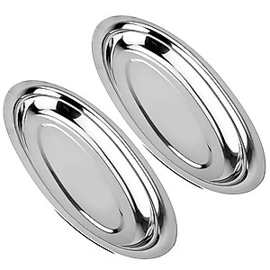 GANAZONO 2pcs Steamed Fish Plate Steel Plate Food Display Tray Metal Serving Plates and Bowls Sushi Plate Ceramic Serving Tray Fruit Serving Plate Dressing Table Disc Child Stainless Steel