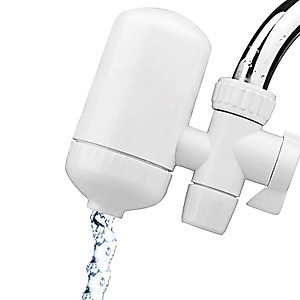 Faucet Water Filter with Washable Filter,Tap Water Filter, Faucet Mount Water Filters for Kitchen Sink, Reduces Chlorine & Bad Taste - Fits Standard Faucets
