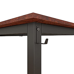 Decoholic 63 Inch Home Office Computer Two-Color Panel Desk with Storage Bag and Hook, Black, Sandalwood Color, Industrial Modern Laptop Desk