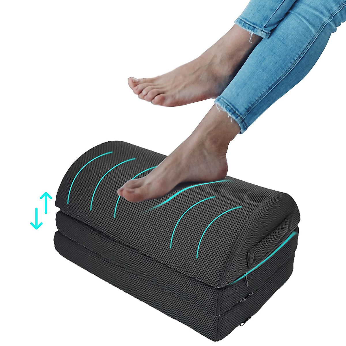 Foot Rest Under Desk ,3 Height Adjustable Foot Rest with Handle Non-Slip Bottom , Ergonomic Foot Stool for Desk.