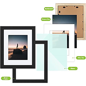 Golden State Art, 16x20 Picture Frame - Displays 11x14 Photo with Mat or 16x20 Without Mat, Wide Moulding Solid Wood Frame for Wall Display, Black