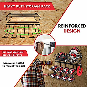 SHARPBEA Power Tool Organizer Drill Holder for Garage Organization & Drill Storage | Garage Tool Organizers and Storage with Garage Storage Shelves & Drill Holder Wall Mount Storage Rack Drill Rack