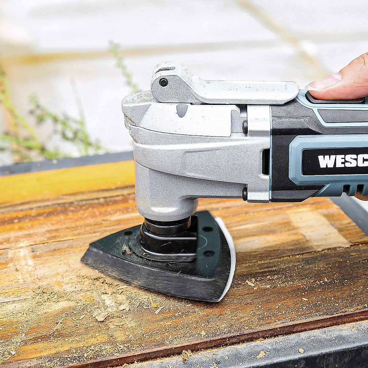 WESCO 20V Cordless Oscillating Tool Kit, 2.0Ah Oscillating Multi-Tool, 3° Oscillation Angle, 6 Variable Speed 5000~20000 OPM, 16pcs Universal Accessories Kit for Sanding Cutting