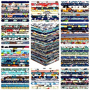 100 Pcs Cotton Fabric Square Patchwork Craft Fabric Scraps Quilting Fat Bundles Flower Animals Cartoon for DIY Sewing Cloths (Cute, 10 Inch)