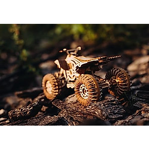 Wood Trick Quad Bike 3D Wooden Puzzles for Adults and Kids to Build - Rides up to 30 ft - Wooden Model Car Kits to Build for Adults - Model Kits for Adults - Challenging Project Hobby Kits