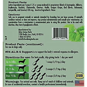 Silver Lining Herbs 34 Canine Al-R-G - Herbal Allergy Supplement for Dogs - Natural Allergy Support for Dogs - Boosts a Dog's Healthy, Normal, and Natural Response to Allergens - 2 Ounce Jar