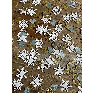 100PCS Snow In Love Bridal Shower Bachelorette Party Table Scatter,Diamond Ring And Snowflake Confetti for Winter Bridal Shower Decorations,Snow In Love Engagement Party Decor