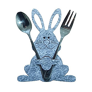 4Pcs Easter Cutlery Bag Set Festive Party Cutlery Decoration Bag Cutlery Decoration XR7