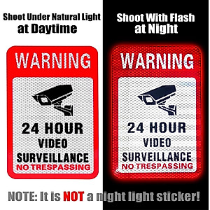 Kichwit 6-Pack Video Surveillance Sign Reflective Sticker Decal Self Adhesive 5.9” x 4”, UV Protected & Waterproof, Indoor & Outdoor Use