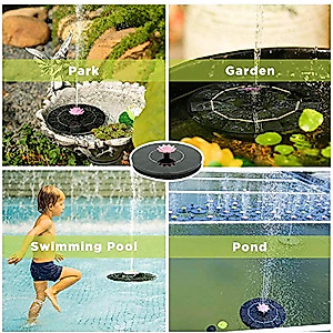 Xinhong 3W Solar Bird Bath Fountain Pump, Solar Fountain Pump for Bird Bath with 6 Nozzles, 6.3" Water Fountain Pump Outdoor Watering Submersible Pump for Pond, Pool, Garden, Fish Tank