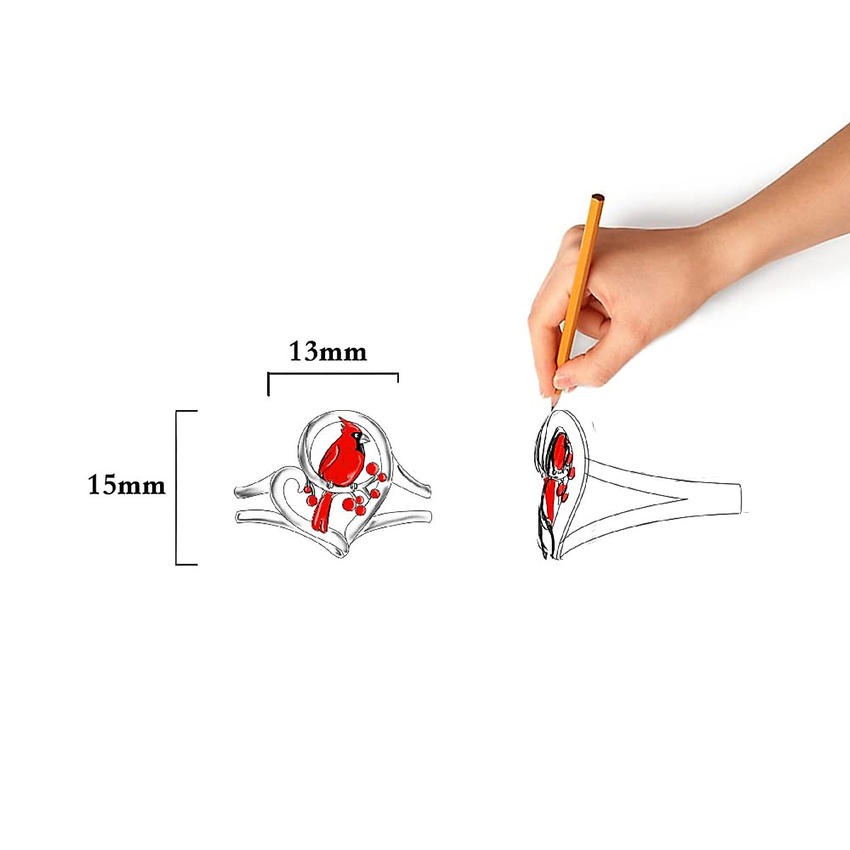 Cardinal Ring for Women Sterling Silver Cardinal Appear When Angels Are Near Cardinal Jewelry Bird Memorial Gifts for Loss of Loved One Size 8