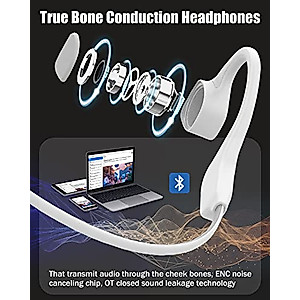 maonple Bone Conduction Headphones, Open-Ear Bluetooth 5.3 Sport Earphones IP56 Waterproof Sweatproof Wireless Headset with Microphone for Workout Running Gym Cycling X1