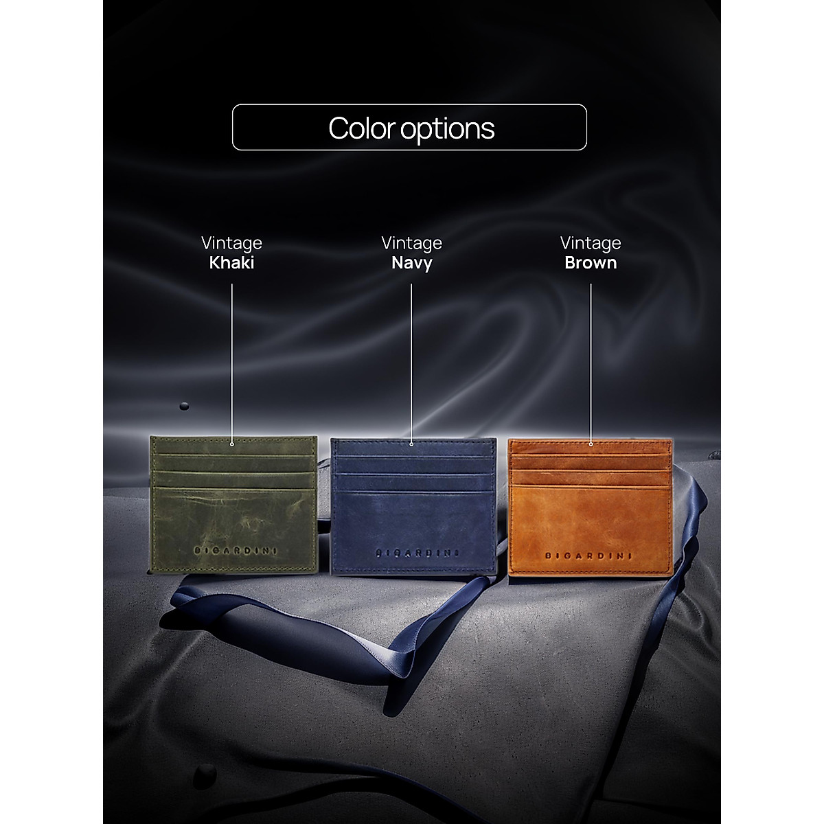 Bigardini Slim Minimalist Leather Card Wallet For Men & Women - RFID Blocking Leather Card Holder Wallets (Brown)