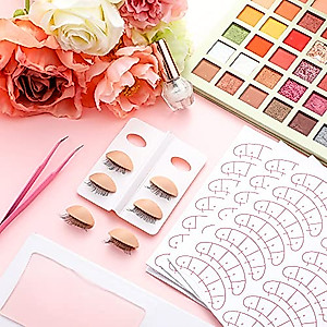 6 Pairs Replacement Eyelids Removable Realistic Eyelids with Eyelashes for Mannequin Head with 10 Pieces Eye Mapping Stickers for Lash Extension Training Eyelash Practice, Makeup Eyelash (Nude)