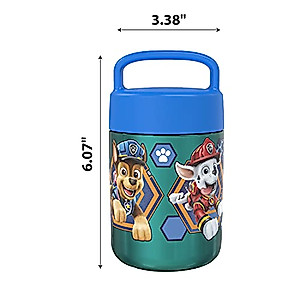 Zak Designs Kids' Vacuum Insulated Stainless Steel Food Jar with Carry Handle, Thermal Container for Travel Meals and Lunch On The Go, 12 oz, PAW Patrol