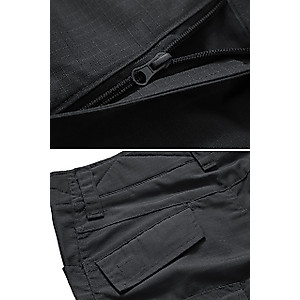 TRGPSG Men's Hiking Pants, Ripstop Camo Cargo Pants, Multi-Pocket Casual Work Pants WG3F Black 38