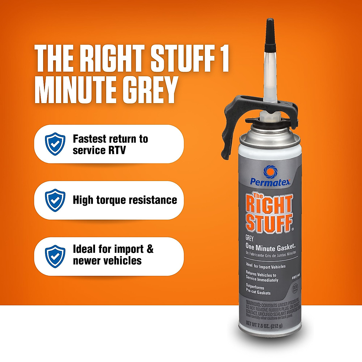 Permatex 85144 The Right Stuff 1 Minute Grey Gasket Maker, 7.5 oz