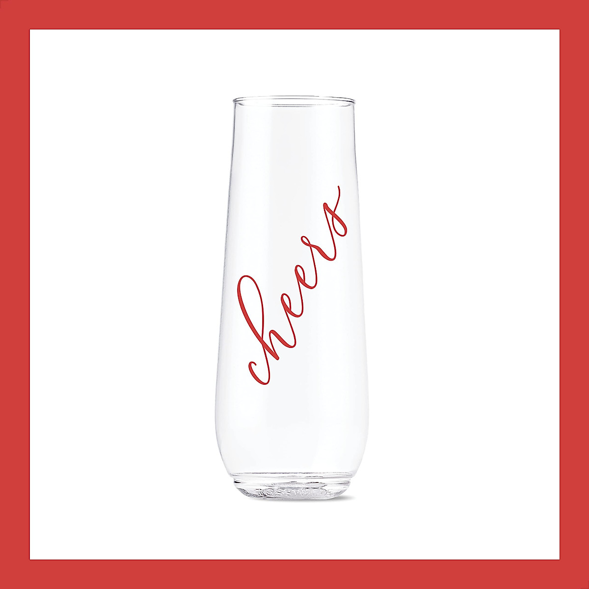 TOSSWARE POP 9oz Flute Classic Cheers Series - Color, SET OF 6, Premium Quality, Recyclable, Unbreakable & Crystal Clear Plastic Printed Champagne Glasses